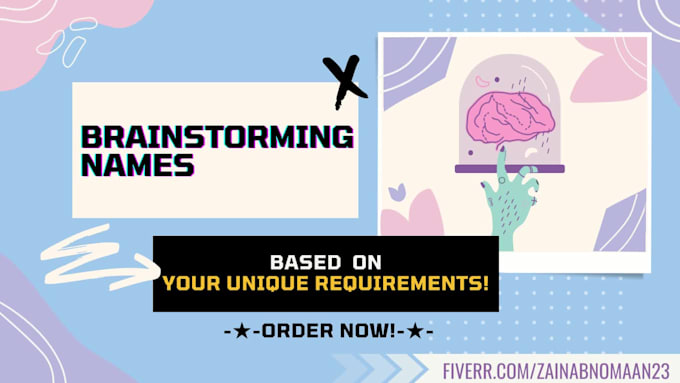 Brainstorm names for business, brand or anything by Zainabnomaan23 | Fiverr