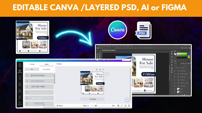 Convert design into editable canva, psd, ai or figma by Arejay5 | Fiverr