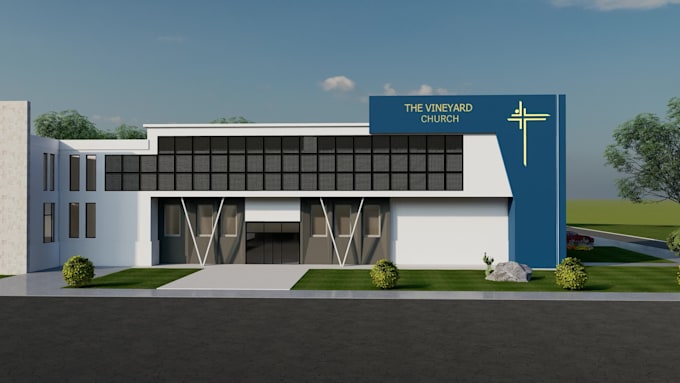 Do church design elevation 3d rendering interior design by Scenikture ...