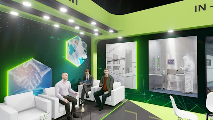 3d trade show booth, exhibition stall, event sets kiosk stand, 3d ...