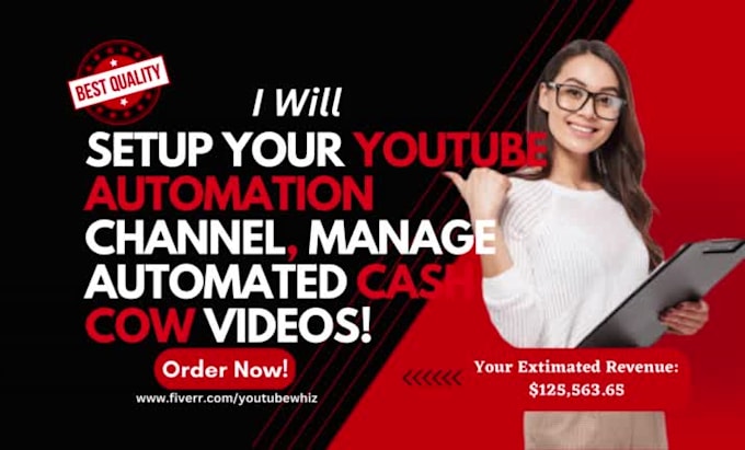 Setup your youtube automation channel, manage automated cash cow videos by Youtubewhiz | Fiverr