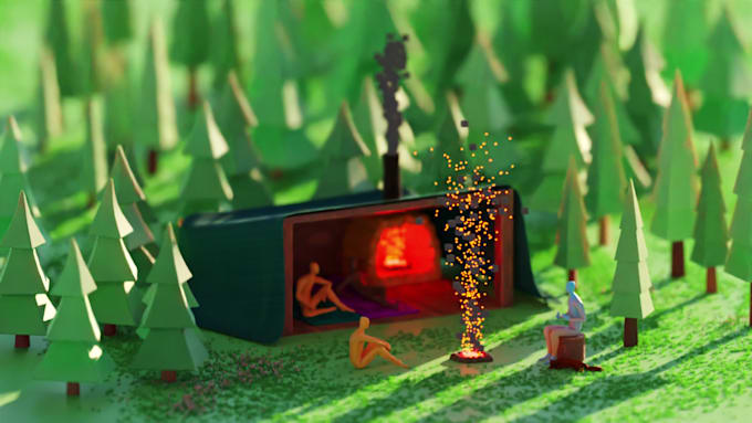 Create a stylized scene animation for you with characters and nature by ...