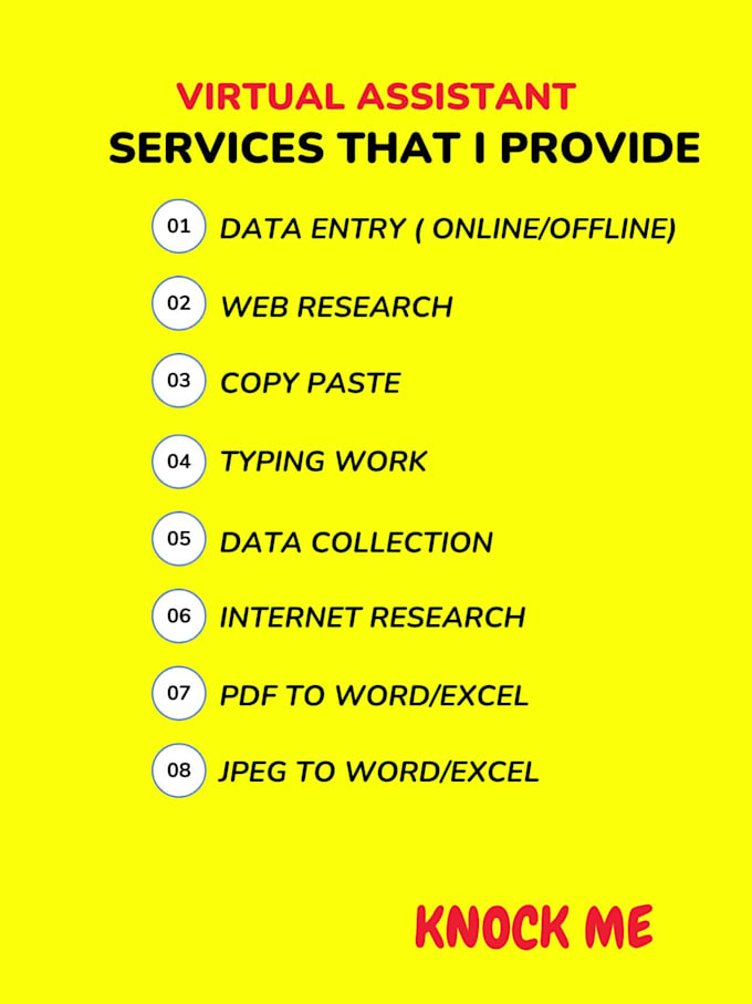 Be your virtual assistant for web research, data entry, copy paste, typing etc by Shahed ...