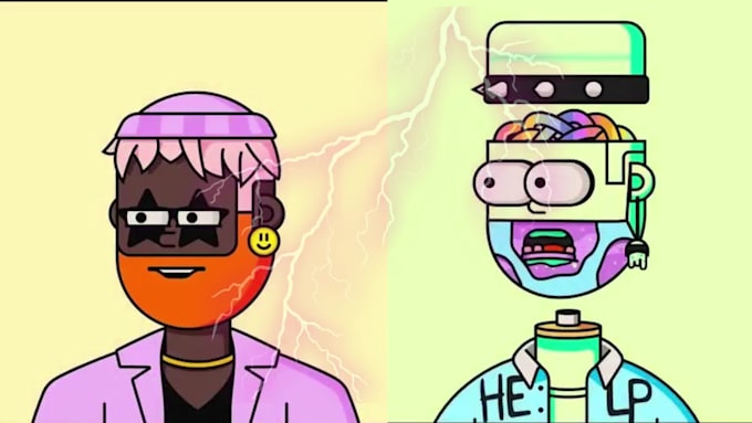 Design unique 2d nft animation loop nft , 2d nft gif art, animated nft ...