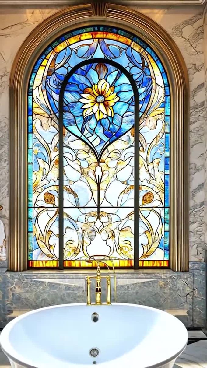 Design classic stained glass art, anime mosaic art, stained glass ...