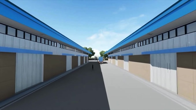Create cgi warehouse design, industrial store, walkthrough with 3d ...
