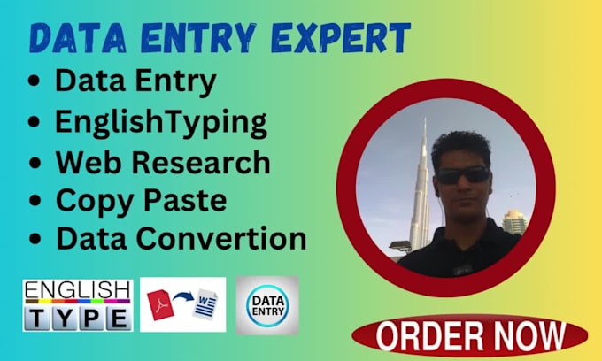 Do english typing, data entry, copy paste, web research, pdf to word excel by Taufiq_shuvo | Fiverr