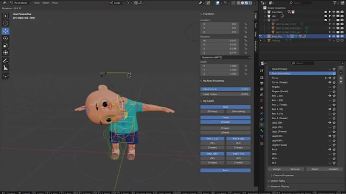 Accurate 3d rigger, control rigging, face bone, ik fk, blendshapes ...