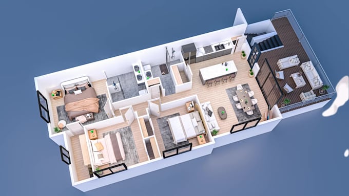 Do realistic render of 2d and 3d floor plan with visualization by ...