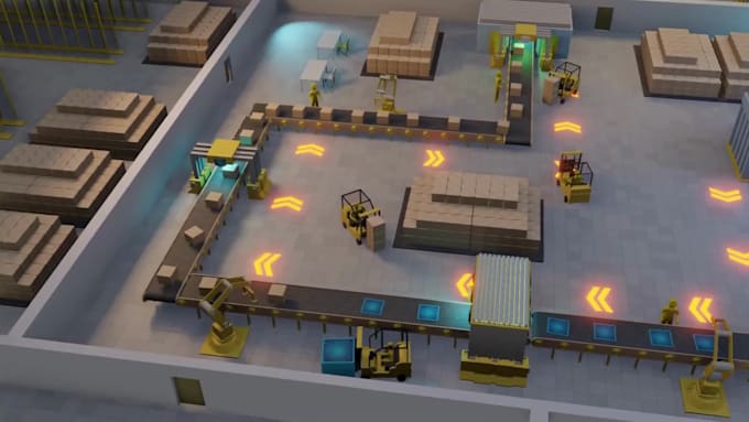Craft high quality 3d factory animation showcasing industrial process ...