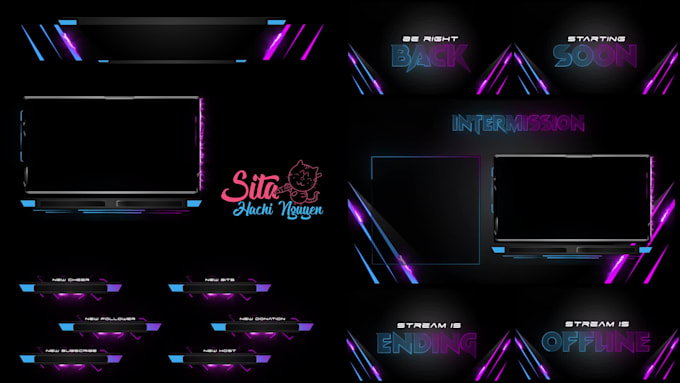 Design custom animated stream overlay for your stream by Haihong | Fiverr