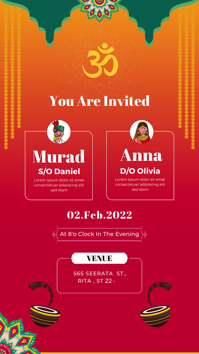 Make wedding invitation card with couple animation cartoon by ...