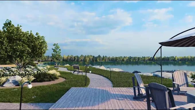 Create 3d landscape environment, garden 3d environment design exterior rendering by Lupinstudios ...