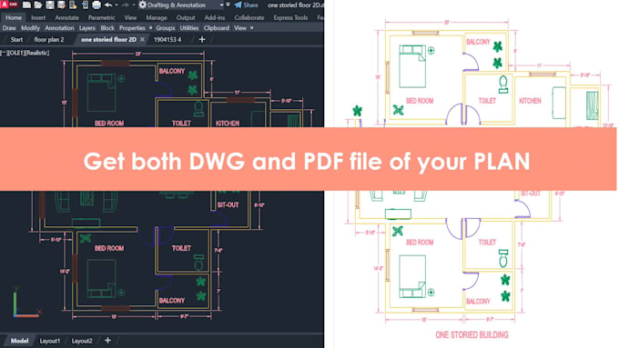 Draw 2d floor plan in autocad from pdf or hand sketch by Afrin_sony | Fiverr
