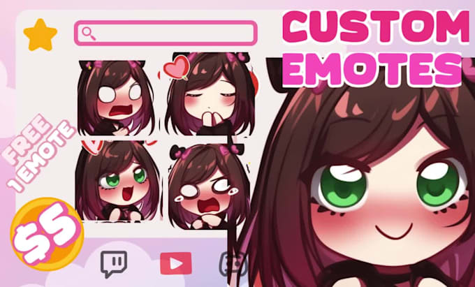 Draw cute emotes and sub badges animated emotes for discord, twitch, vtuber