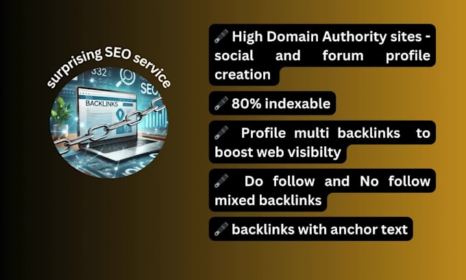 Create high quality profile creation backlinks using seo friendly methods by Champmarketerr | Fiverr