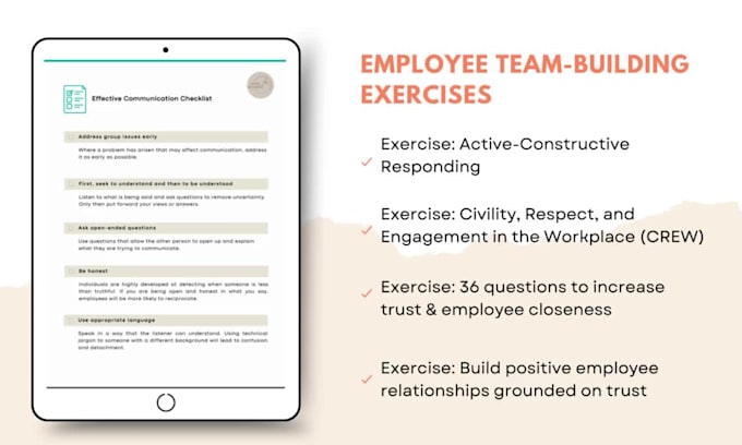 Design tailored employee team building exercises by Work_unlocked | Fiverr