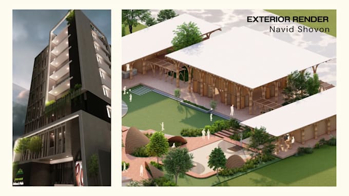 Create architectural exterior visualization by Navidshovon | Fiverr