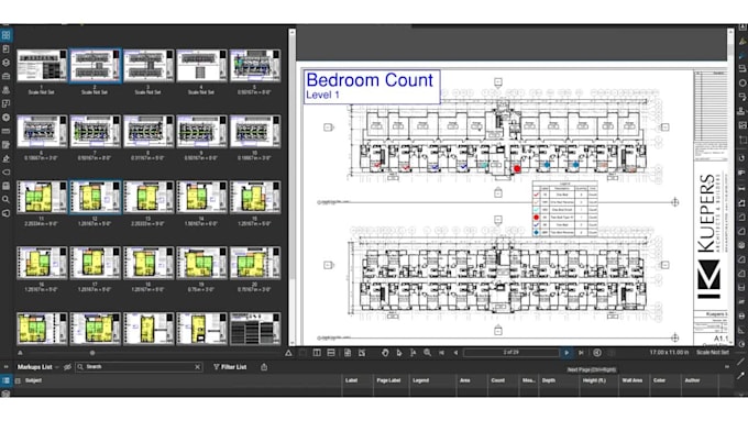 Deliver construction material markup drawings and populate excel sheet ...