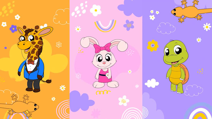 Create 2d animation for children song up to 3 characters by ...
