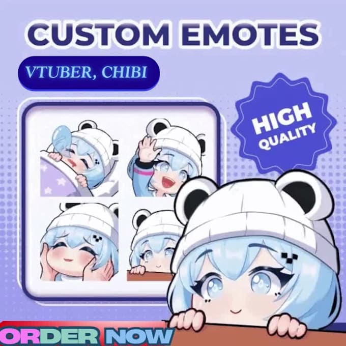 Draw custom chibi twitch emotes, animated emotes for vtuber, discord ...