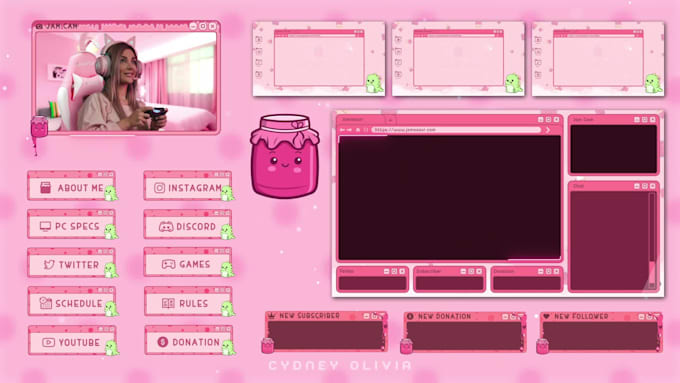 Do animated vtuber stream overlay pack and logo by Cydneyolivia | Fiverr