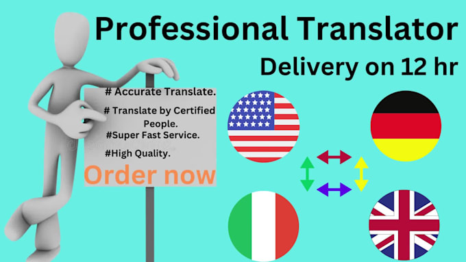 Translate english into italian, spanish, german, and french by ...