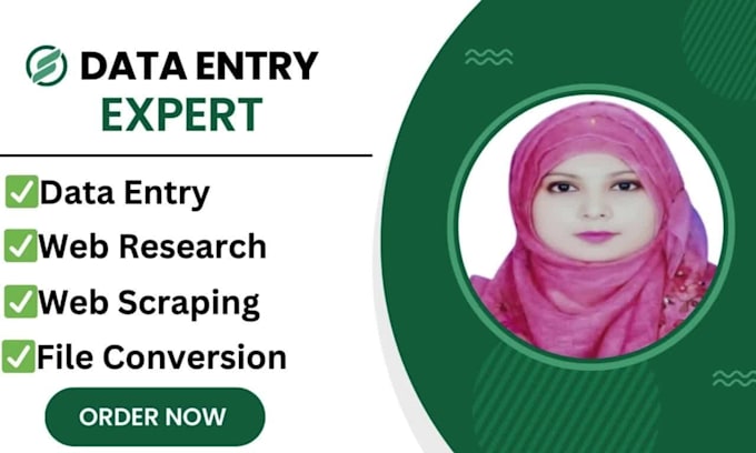 Do accurate data entry, web research, web scraping, and file conversion by Suborna_92 | Fiverr