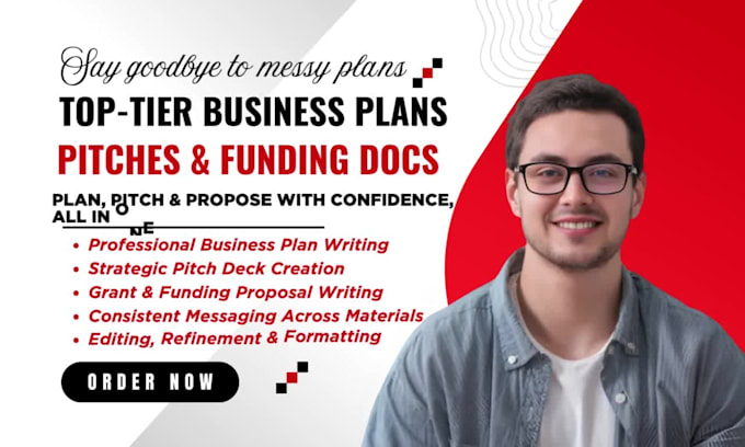 Prepare, edit an investor ready business plan, pitch deck grant ...