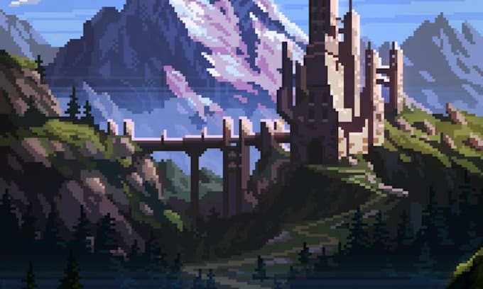 Create pixel art background, game environment tileset landscape loop ...