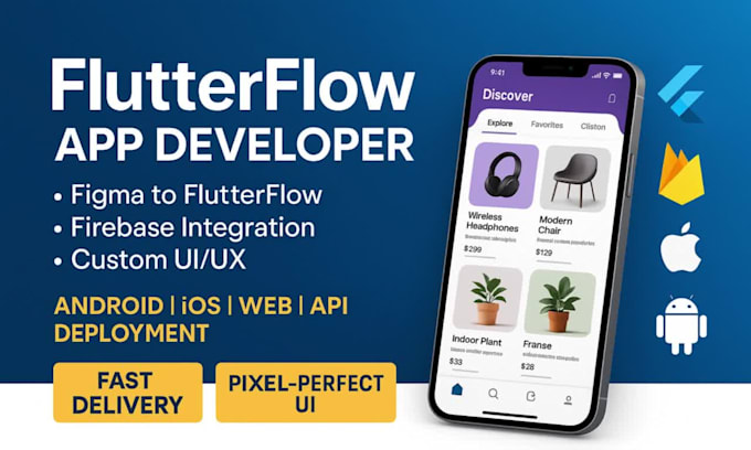 Flutterflow mobile app development, figma to flutterflow, firebase integration by Barnetttyler ...