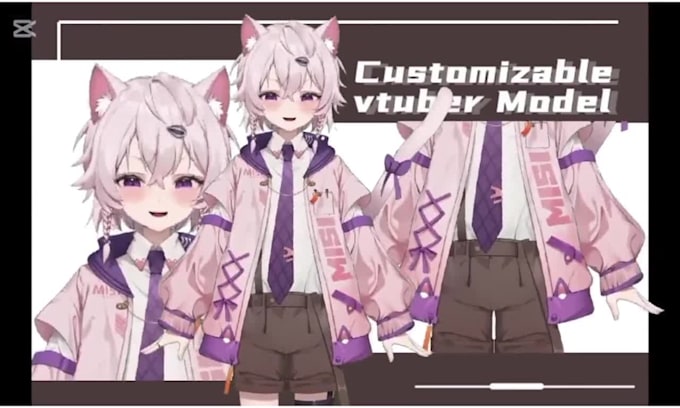 Draw and rig custom live2d anime chibi vtuber character sheet, overlay ...