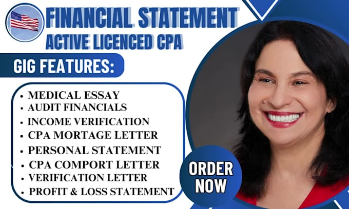 Prepare financial statement us cpa letter profit and loss personal ...