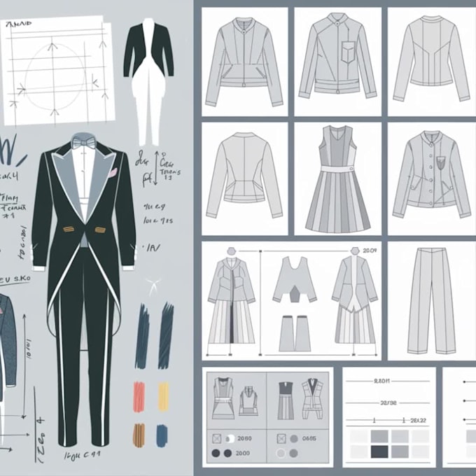 Complete tech fashion technical drawings pack design by Johnmelody450 ...