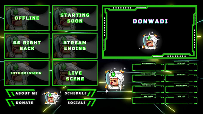 Design a professional twitch stream overlay package with logo and ...