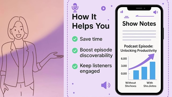 Write podcast show notes with clarity and structure by Pj_ventures | Fiverr