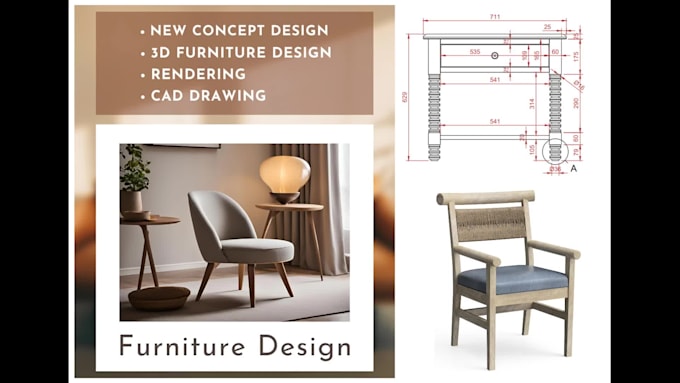 Create furniture modeling, rendering and manufacturing drawings by ...