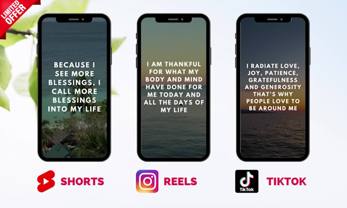 Create 100 affirmation videos youtube shorts, reels, tiktok with logo ...