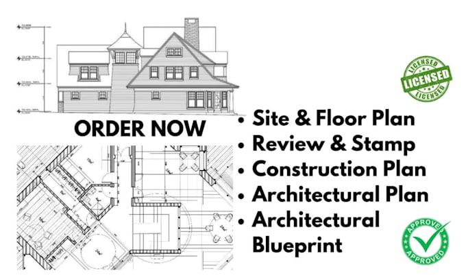 Draw stamp architectural construction plan, city permit mep engineering ...