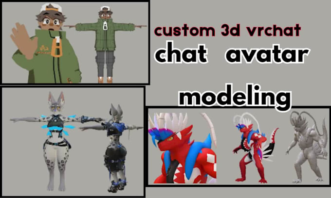 Custom 3d modeling 3d vrchat avatar furry model anime vtuber model in ...
