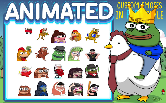 Make animated twitch emotes stylized as pepe the frog by Rogomet | Fiverr