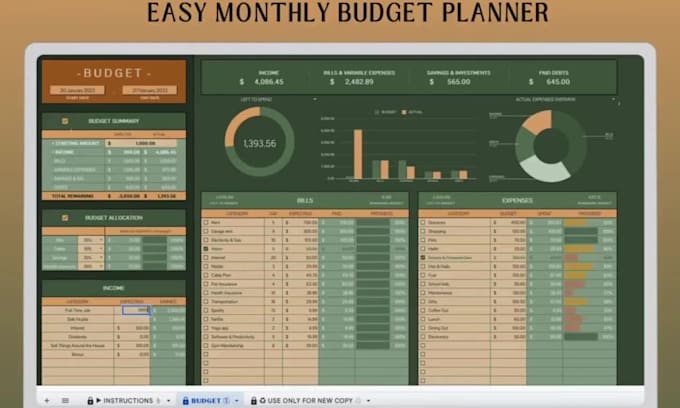 Create a monthly budget excel spreadsheet, planner, savings tracker and ...
