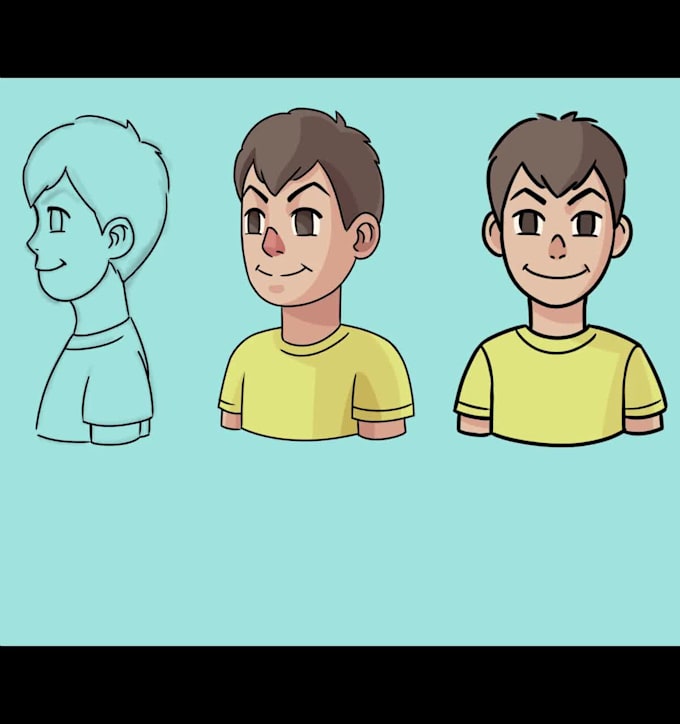 Create simple cartoon character portraits in various styles by ...