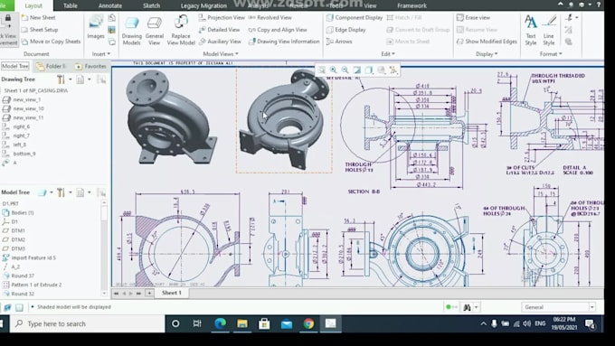 Do technical drawing, mechanical 3d model solidworks by Zeeshang101db ...