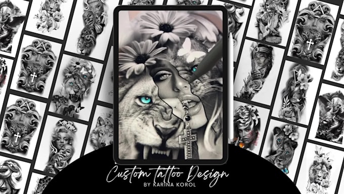 Do a professional custom leg sleeve tattoo design and fit it on your ...