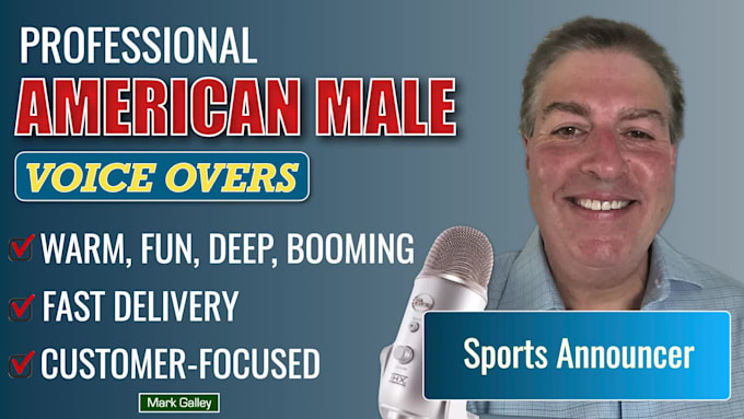 Record an american sports announcer voice over by Markgalley | Fiverr