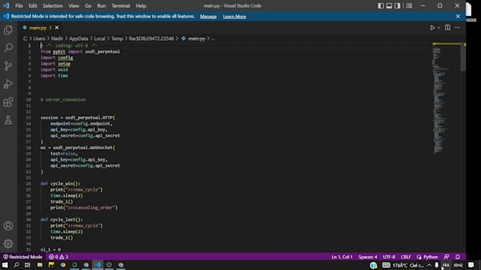 Create a custom trading bot in python by Zackmusk | Fiverr