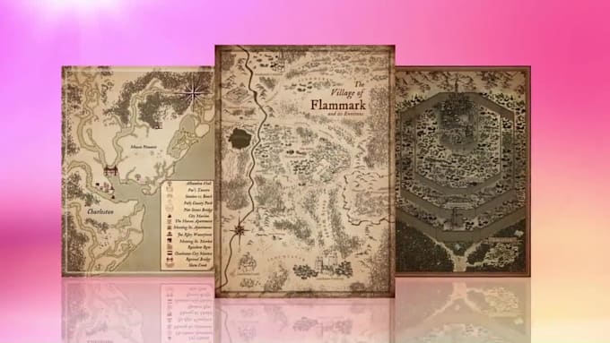 Fantasy map, map design, tolkein, rpg game, map illustration, game art ...