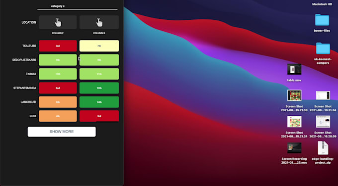 Create colored table grid by Ghviniashvili | Fiverr