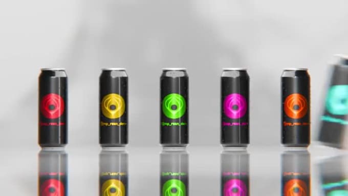 3d product animation, water and liquid stimulation, 3d soda, 3d can ...